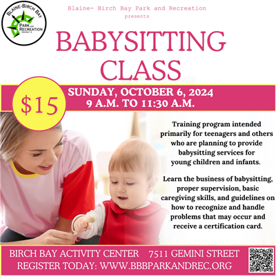 Blaine-Birch Bay Park & Recreation District: Babysitting Training